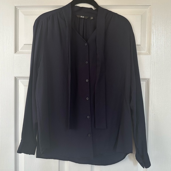 Uniqlo | Tops | Uniqlo Navy Blue Blouse | Poshmark